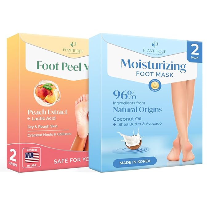 Amazon.com: PLANTIFIQUE Foot Peel Mask with Peach 2 Pack and Hydrating ...