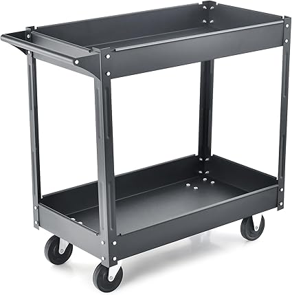 Amazon.com: IRONMAX 2 Tier Tool Cart with Wheels, Heavy Duty Rolling ...