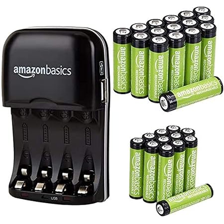 Amazon.com: Amazon Basics Rechargeable Battery Charger with 16 AA and ...