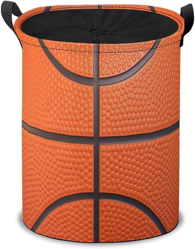 Basketball Ball Laundry Hamper Basket, Orange Basketball Ball ...
