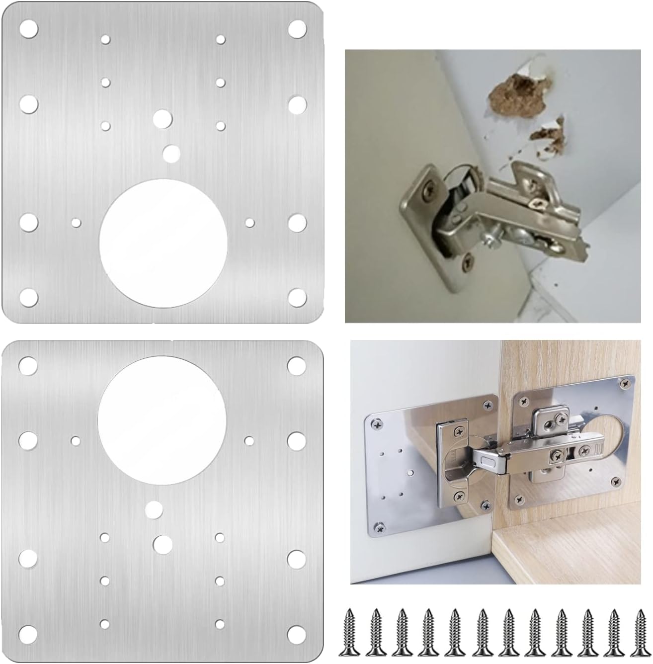 Cabinet Hinge Repair Plate, Stainless Steel Repair Plate Bracket with ...