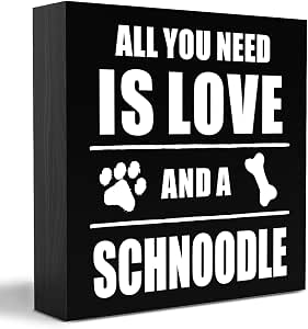 Amazon.com : Modern Schnoodle Dog Moms Gifts Wooden Box Sign Table ...