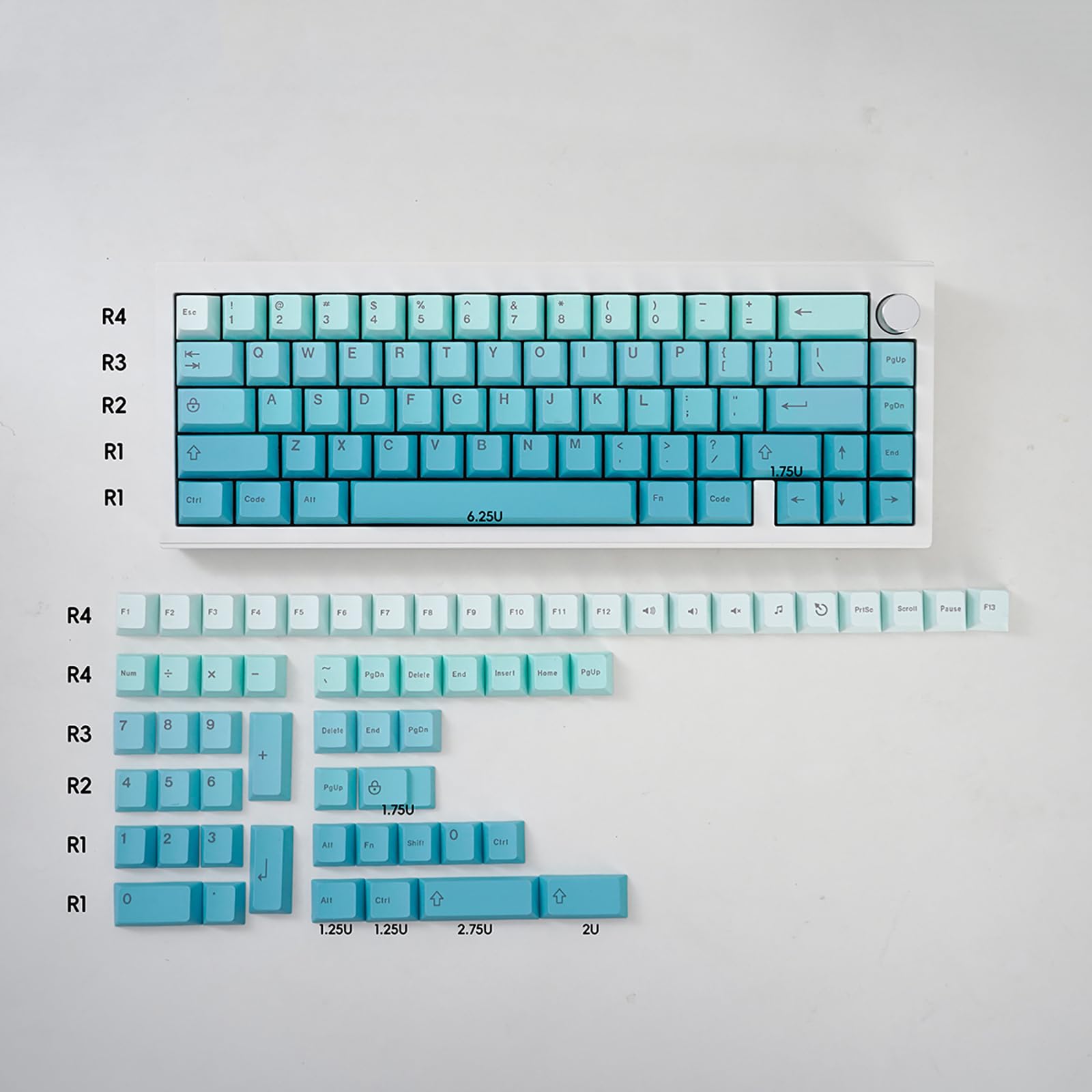 Blue Gradient Keycaps 125 Keys PBT Dye Sub Cherry Profile Keycap Set ...