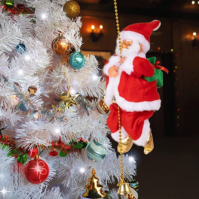 Baal Musical Santa Claus Climbing Rope/Chain Hanging Christmas Trees ...