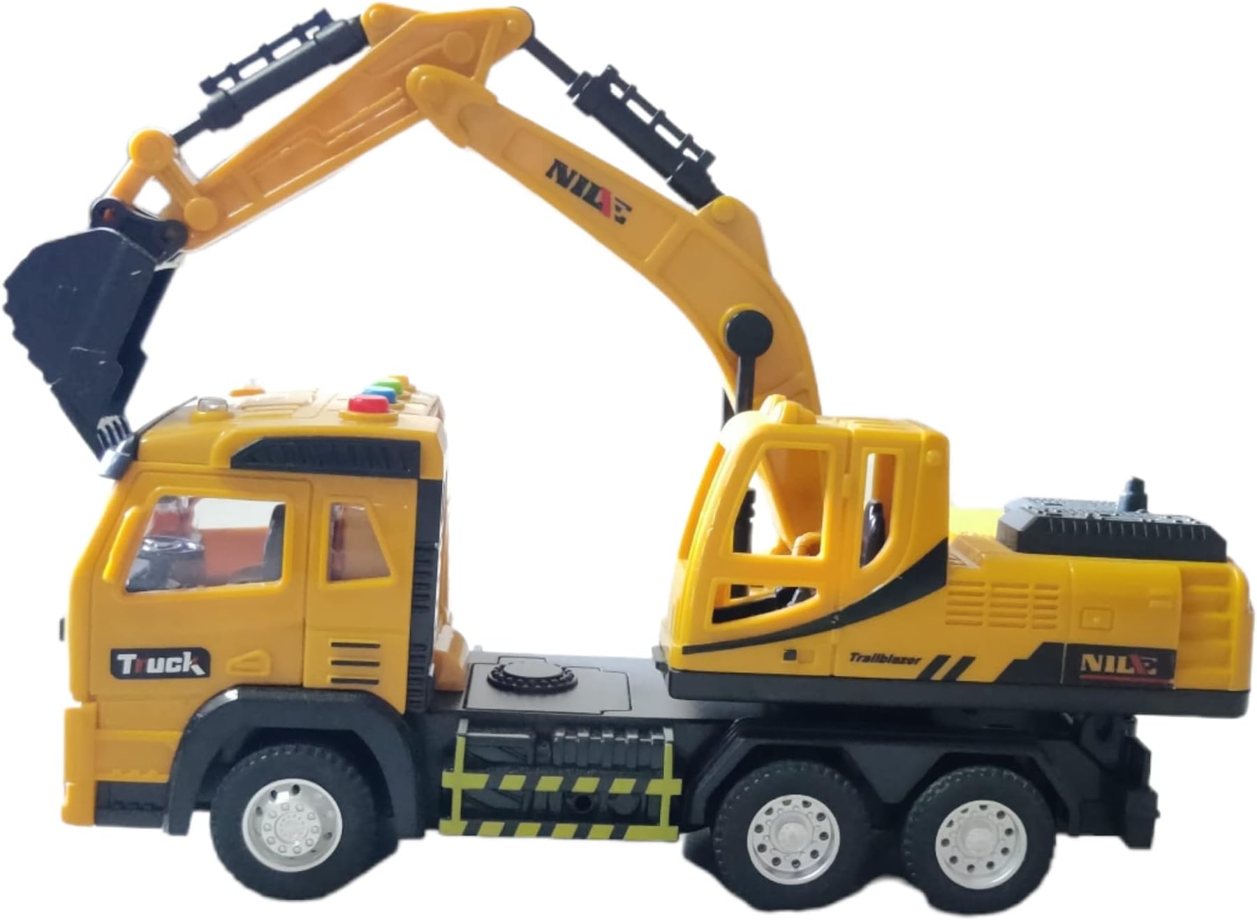 PLUSPOINT Musical Excavator Construction Vehicles for Kids Pretend Play Toy Trucks Play Set ...