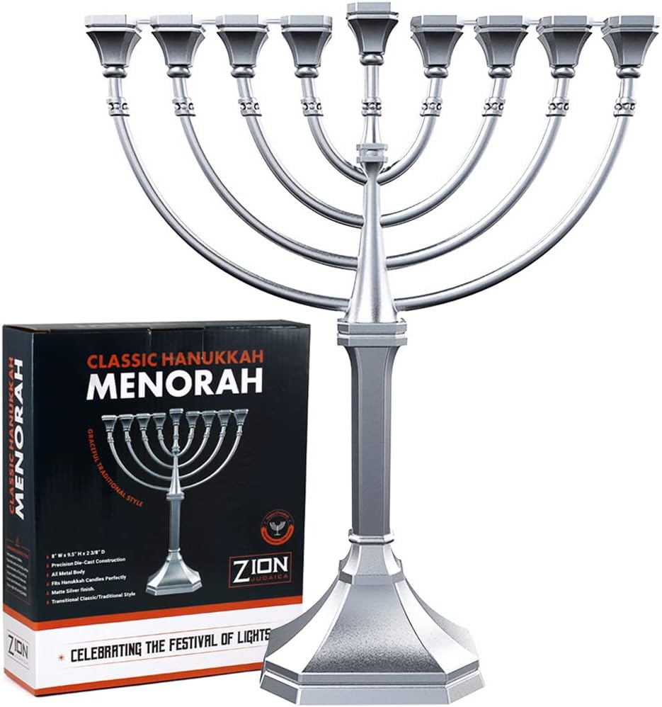 Amazon.com: Traditional Classic Hanukkah Menorah - 9.5" Tall Graceful ...