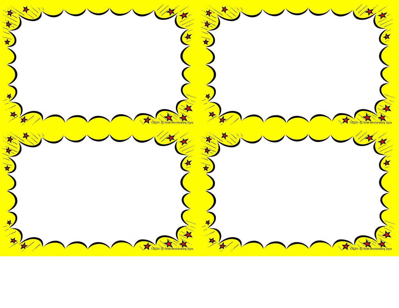 Amazon.com : YZC204 Price Sign Laser Cards Blank Burst Border PC ...