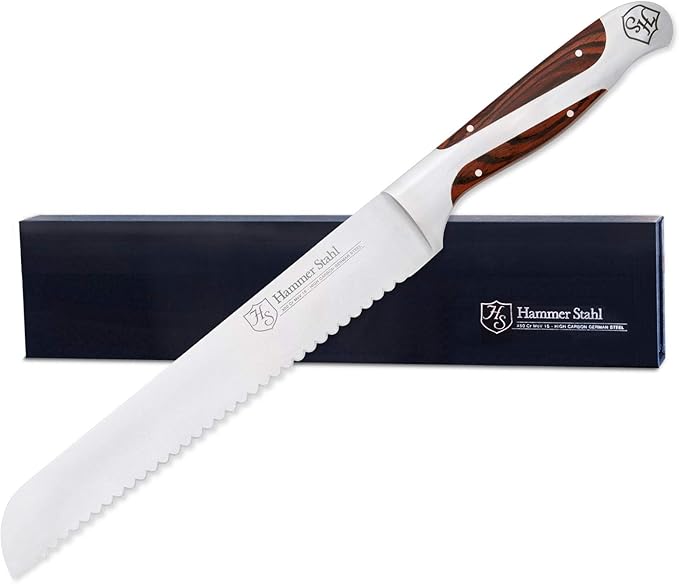Amazon.com: Hammer Stahl 8 Inch Serrated Bread Knife | High Carbon ...