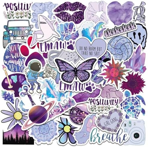 100Pcs Purple Stickers Cute Aesthetic Stickers Vintage Waterproof ...
