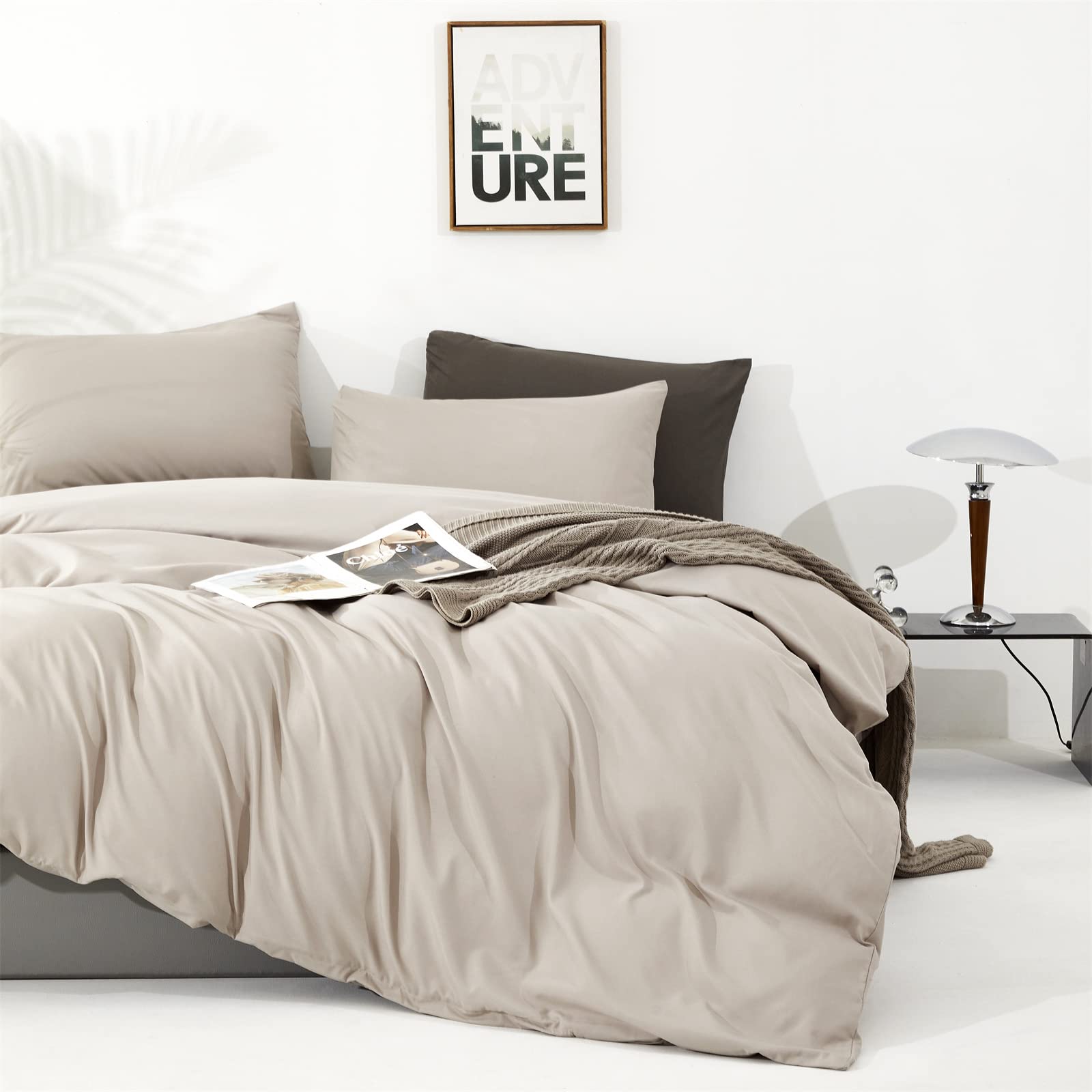 Cottonight Beige Coffee Comforter Set Full Light Khaki Bedding ...