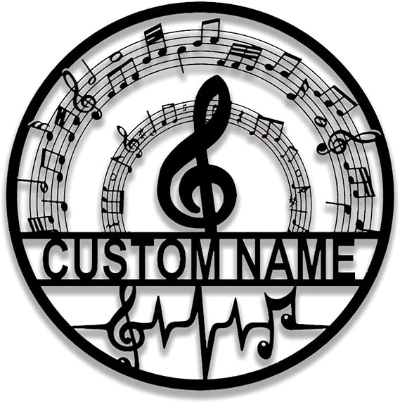 Amazon.com: Personalized Music Notes Sign, Custom Name Metal Wall Art ...