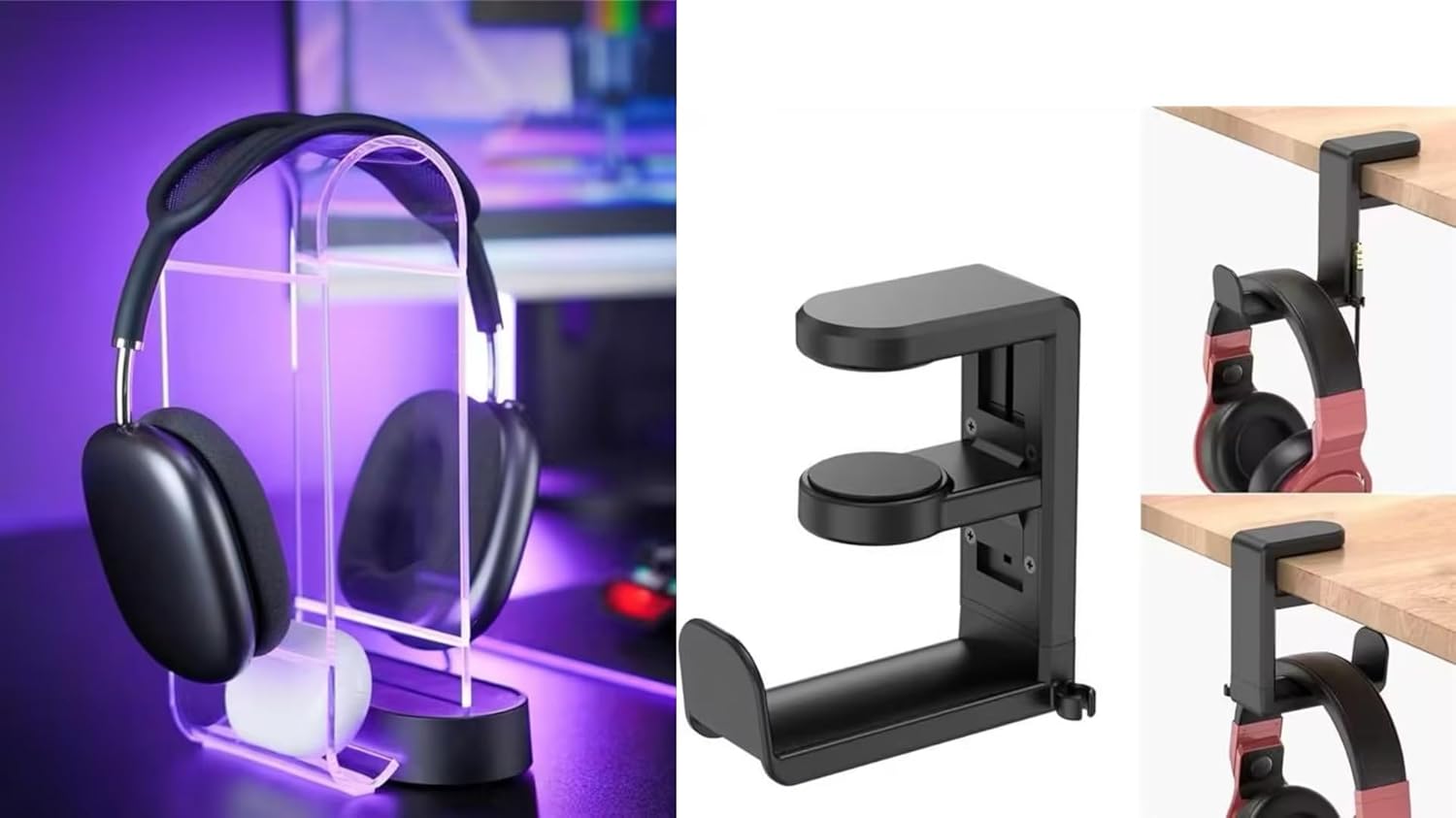 Amazon.com: Eurpmask Rotating Headphone Holder Under Desk and Acrylic ...