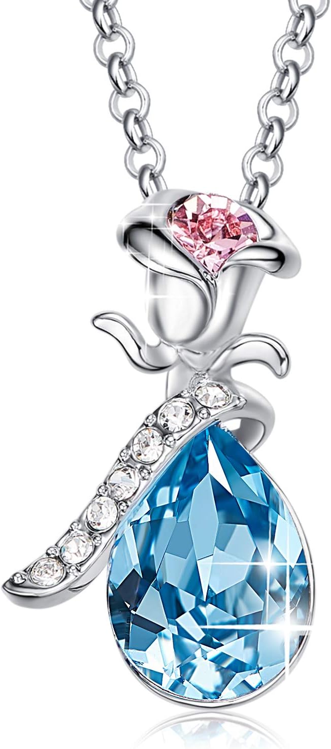 Amazon.com: CDE Necklace Swarovski Crystal Pendant Necklaces Blue ...