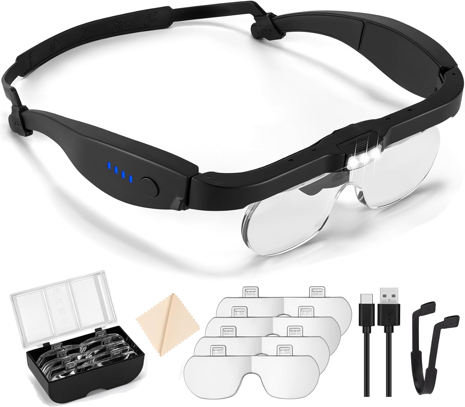 Amazon.com: Dilzekui Magnifying Glasses with Light, Rechargeable Head ...