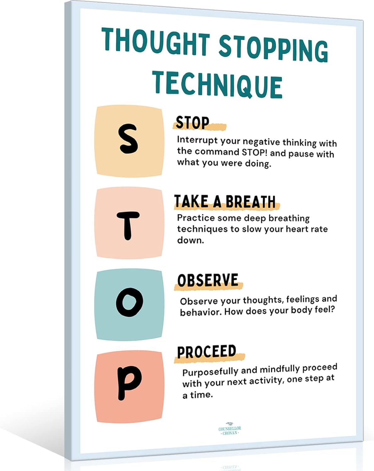 Amazon.com: Framed Thought Stopping Technique Mental Health Awareness ...