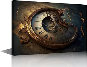 Amazon.com: 1 Panels Framed Wall Art Abstract Old Broken Clock Picture ...