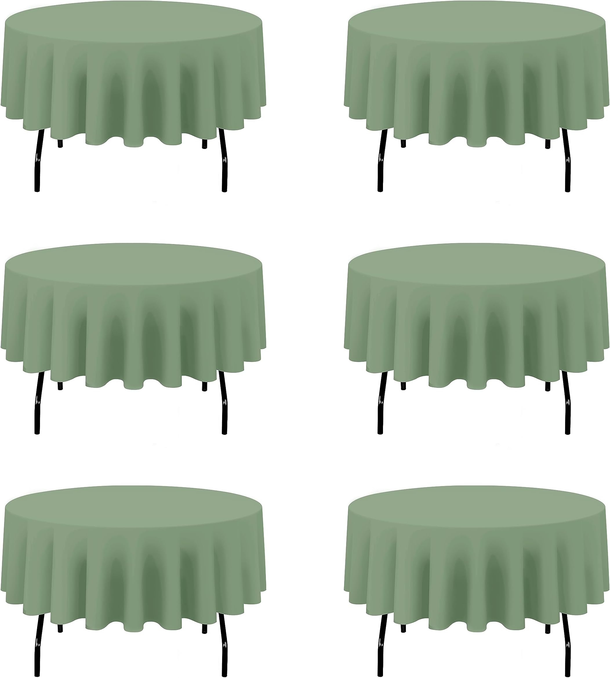 Amazon.com: mwellewm 12 Packs Sage Green Tablecloth 84 inch Round ...