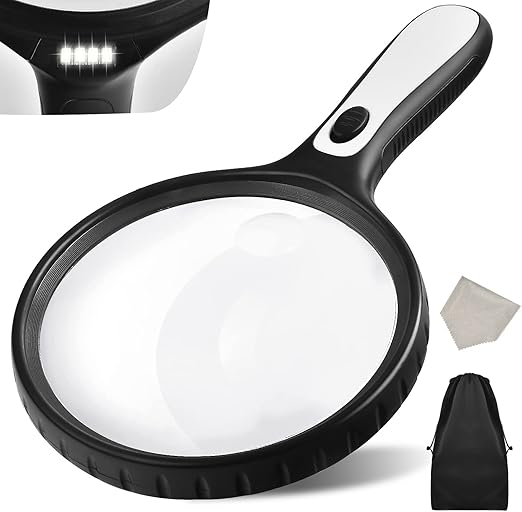 Amazon.com: Magnifying Glass with Light, 4.92 Inch Large Magnifier, 2X ...