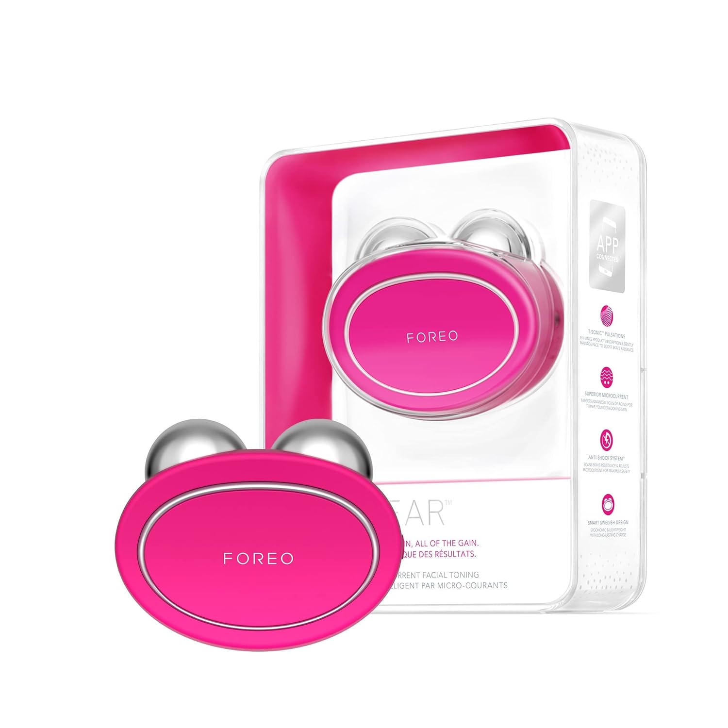 Amazon.com: FOREO Paquete antienvejecimiento - Dispositivo facial de microcorriente fucsia BEAR ...