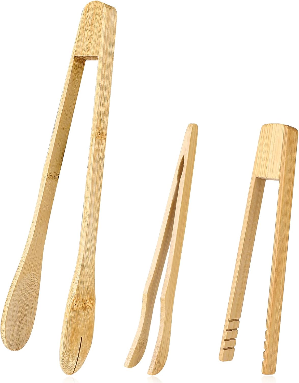 Amazon.com: Bamboo Tongs Set - 3 Pcs Wooden Tongs for Toaster, Serving ...