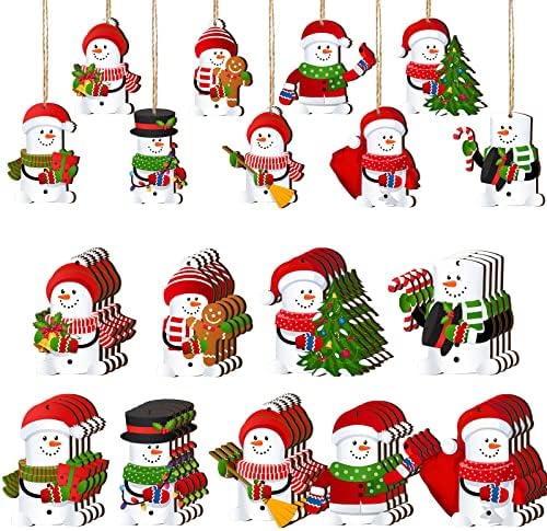 Amazon.com: RINOLY 24 Pcs Snowman Ornaments for Christmas Tree,Snowman ...