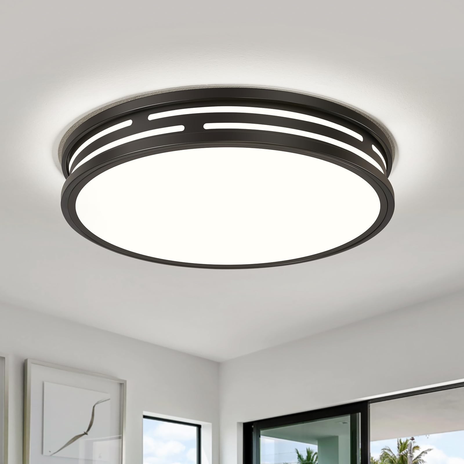Peblto Modern LED Ceiling Light Fixture, Minimalist Black Flush Mount ...