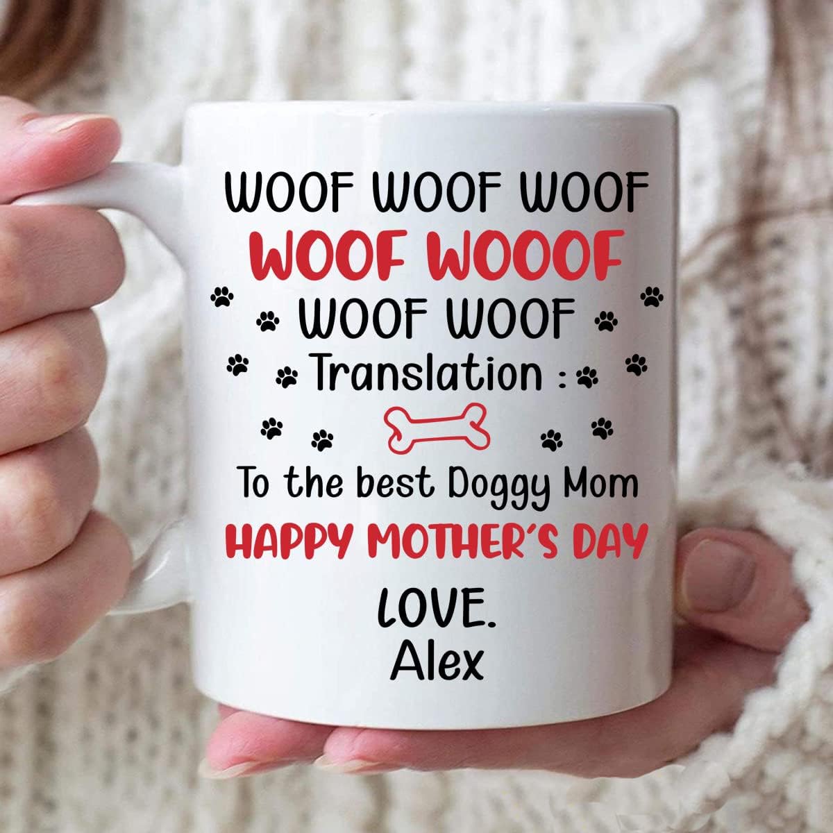 Amazon.com: Custom Mug for Dog Mom Dog Lover Gifts Personalized Woof ...
