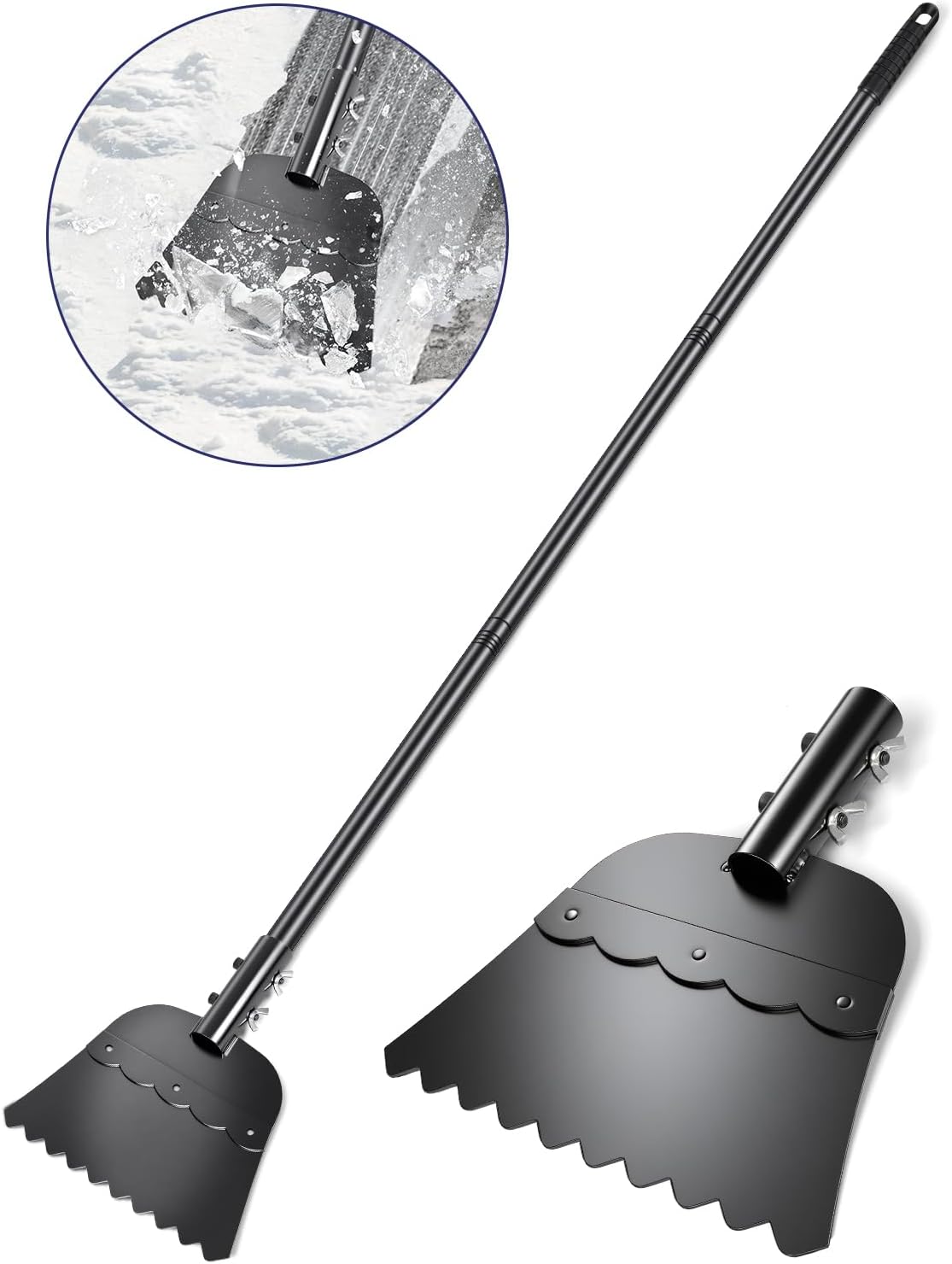 Amazon.com : Wavy Blade Ice Scraper with Long Handle 57" Adjustable ...