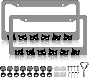 Amazon.com: Cat License Plate Frame - 2 PCS Cute Black Cat License ...