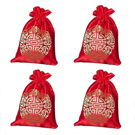 Amazon.com: 10Pcs Good Luck Fortune Gift Bags Drawstring Bag Chinese ...