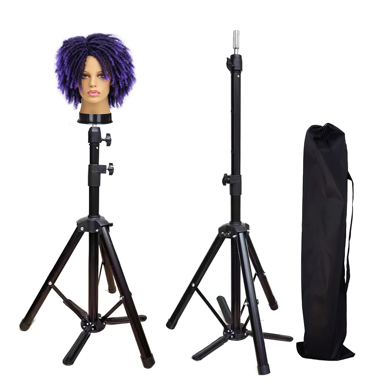 Superhairpieces Sturdy and Adjustable Wig Stand Tripod, Foldable Tripod ...