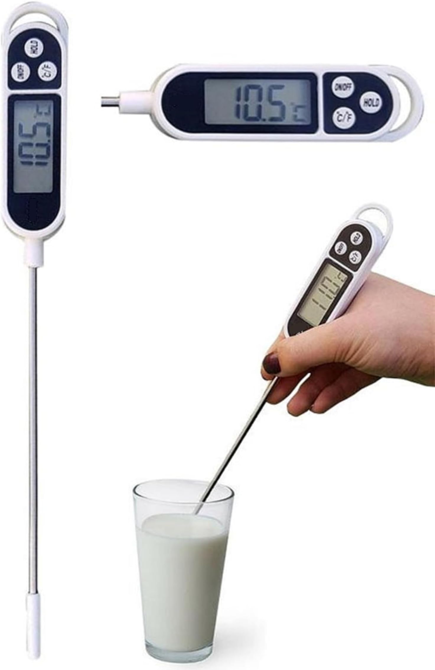 Sakrai Digital Food & Liquid Thermometer Long Stainless Steel Probe For ...