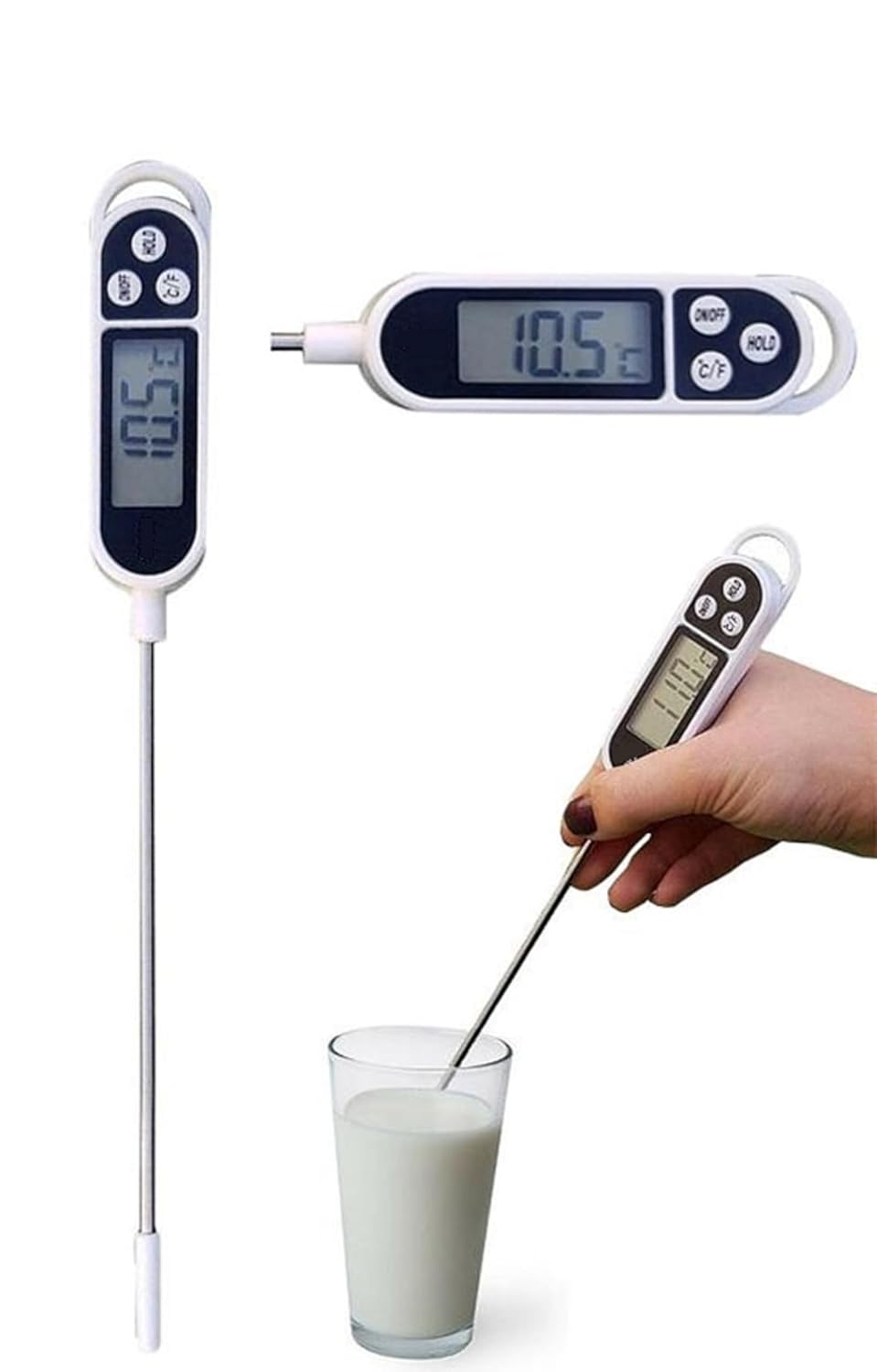 Sakrai Digital Food & Liquid Thermometer Long Stainless Steel Probe For ...