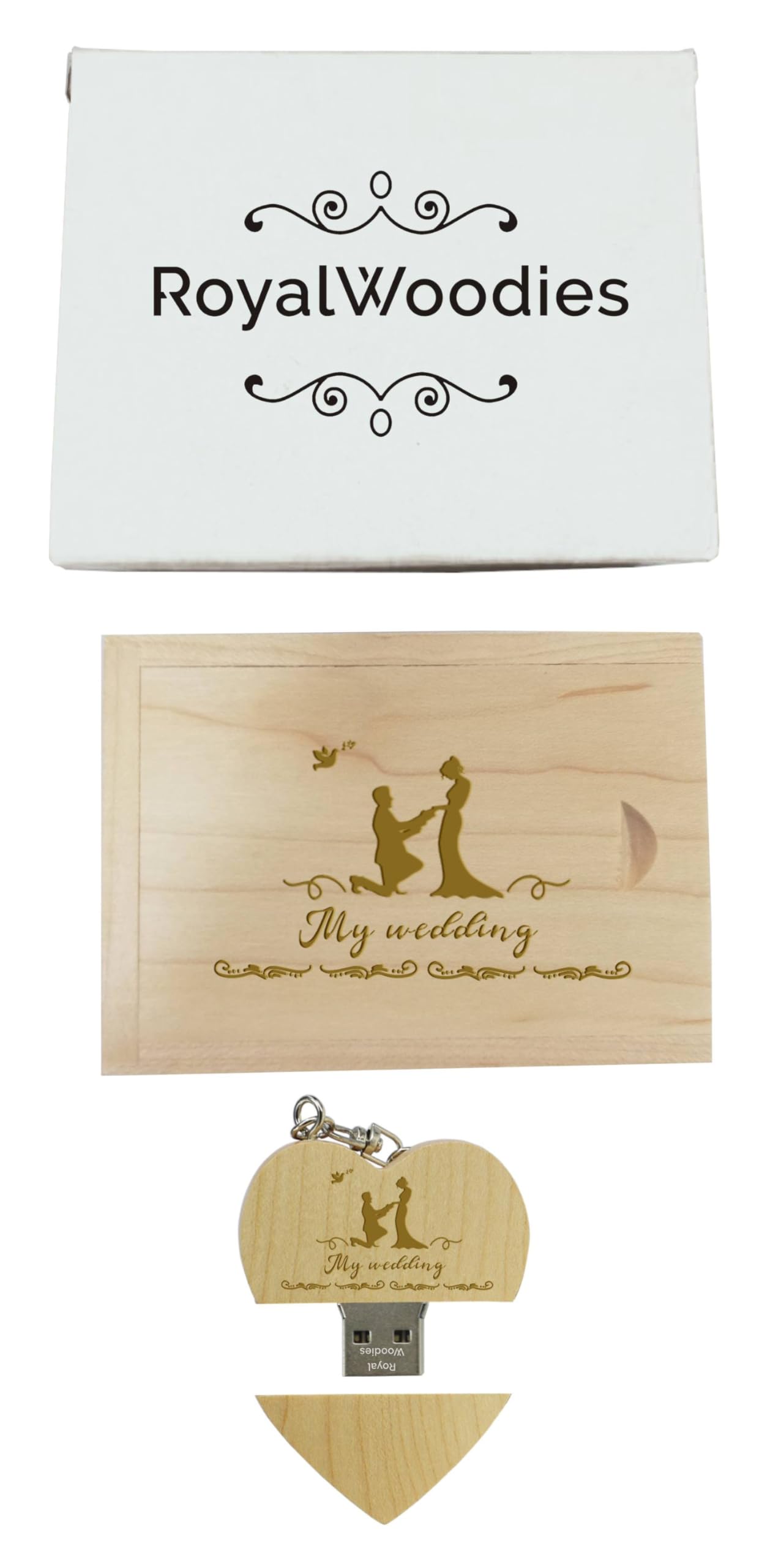 Amazon.com: RoyalWoodies Heart USB Box with The Design My Wedding 3.0 ...