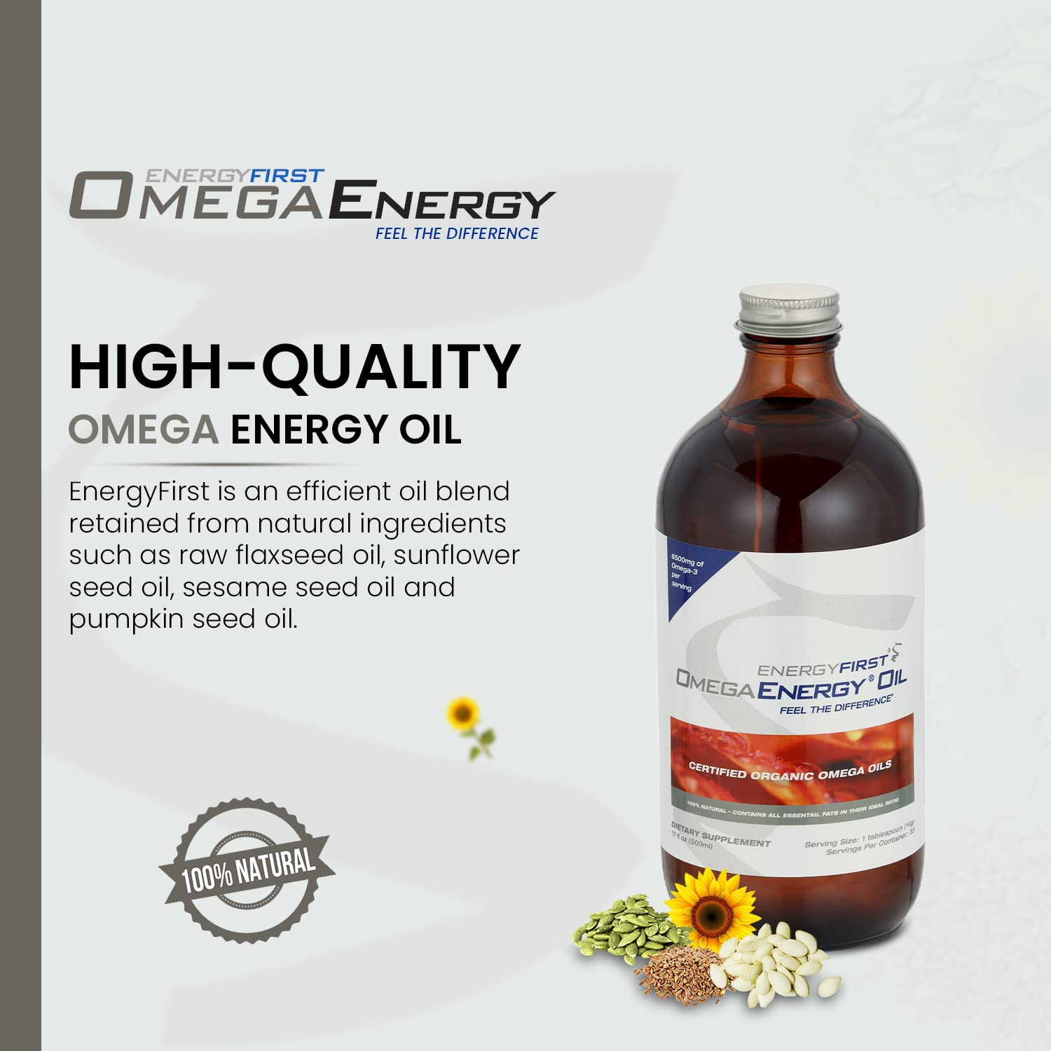 Óleo Omega Energy da EnergyFirst - Suplemento de Ômega 3 & 6 com Óleo ...