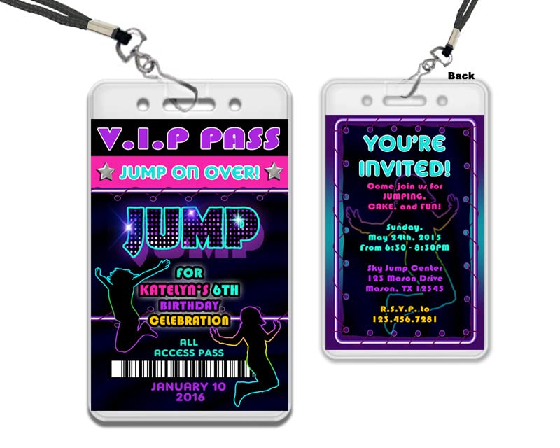 Amazon.com: Cool Jump Birthday VIP Lanyard Pass Birthday Invitations ...