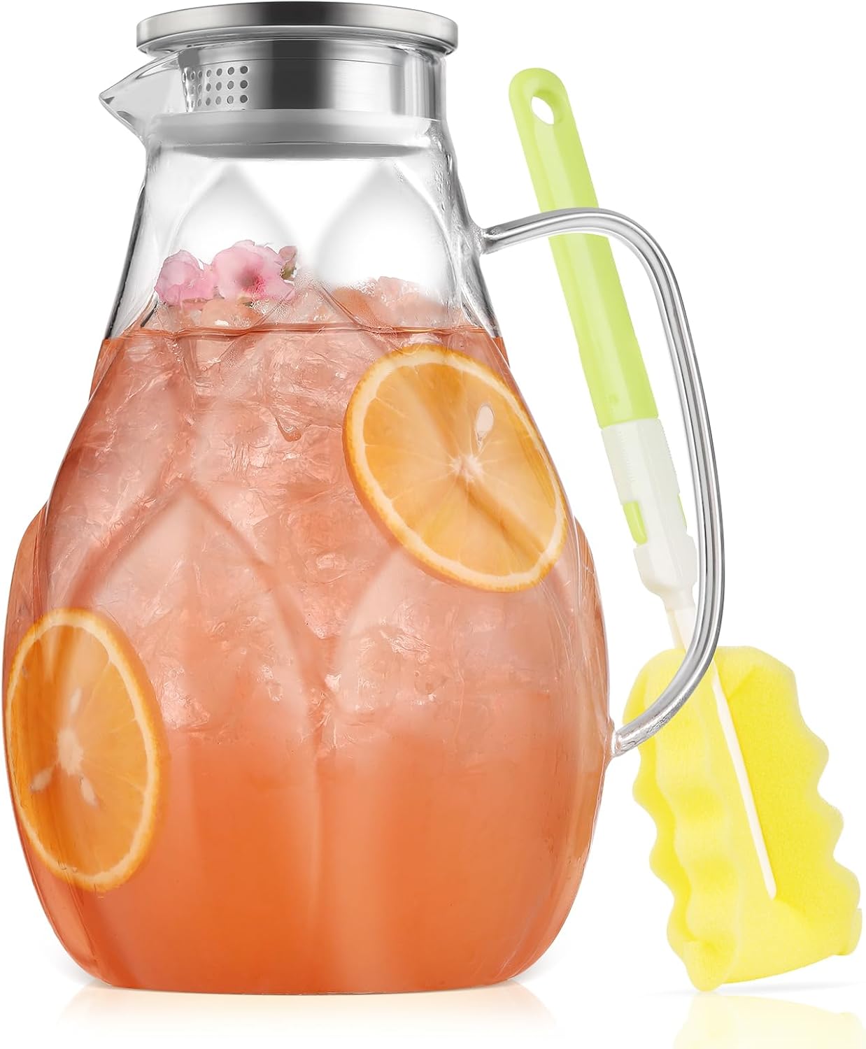 Amazon.com: YIOANSO Stainless Steel Large 123oz Glass Iced Tea Pitcher ...