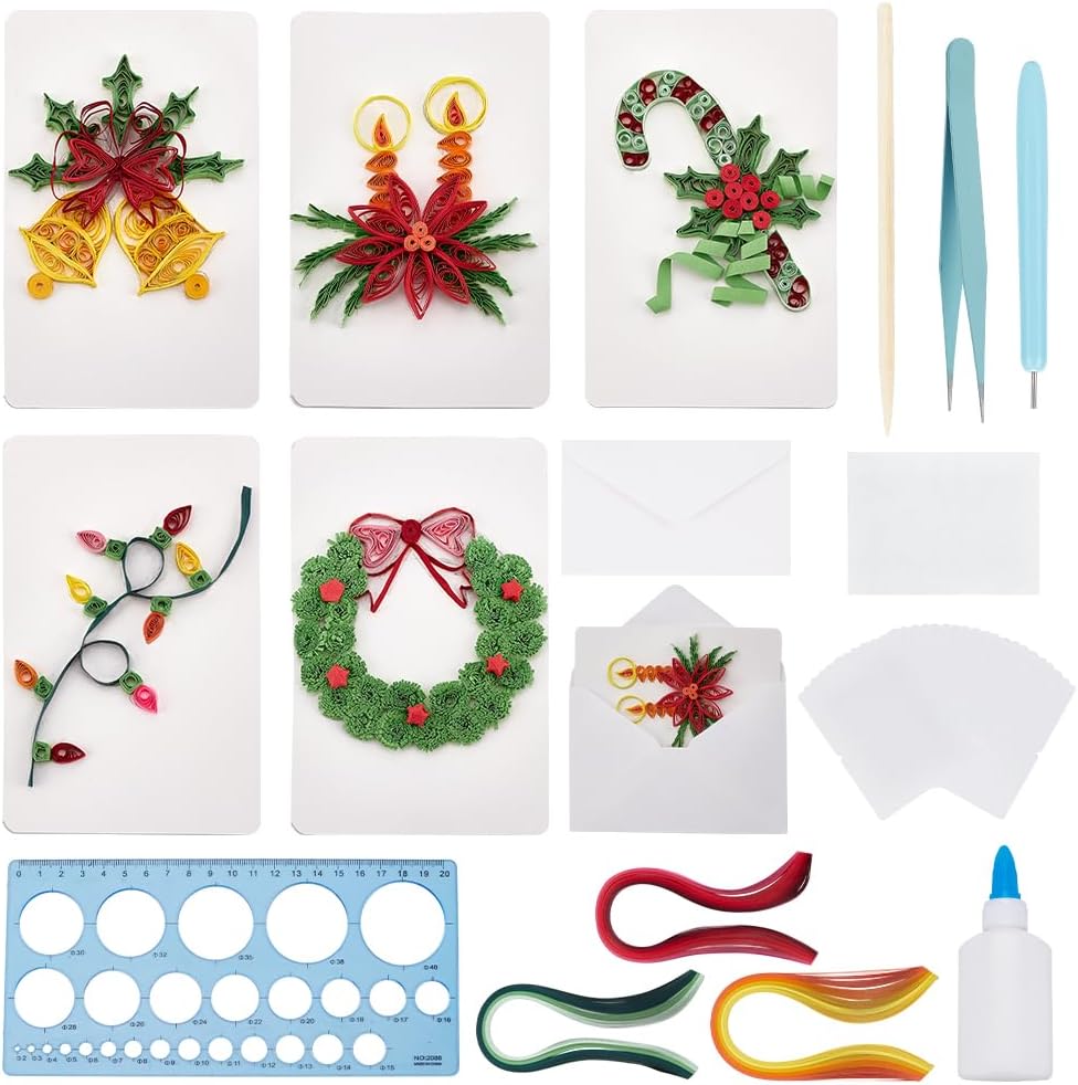Amazon.com: WEBEEDY DIY Christmas Paper Quilling Greeting Card Kit - 5 ...