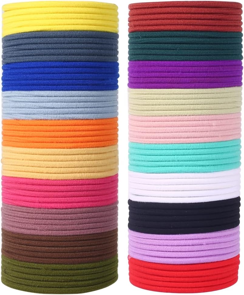 Amazon.com : 200 Pcs Colorful Ponytail Holders - Hair Ties 2mm in 20 ...