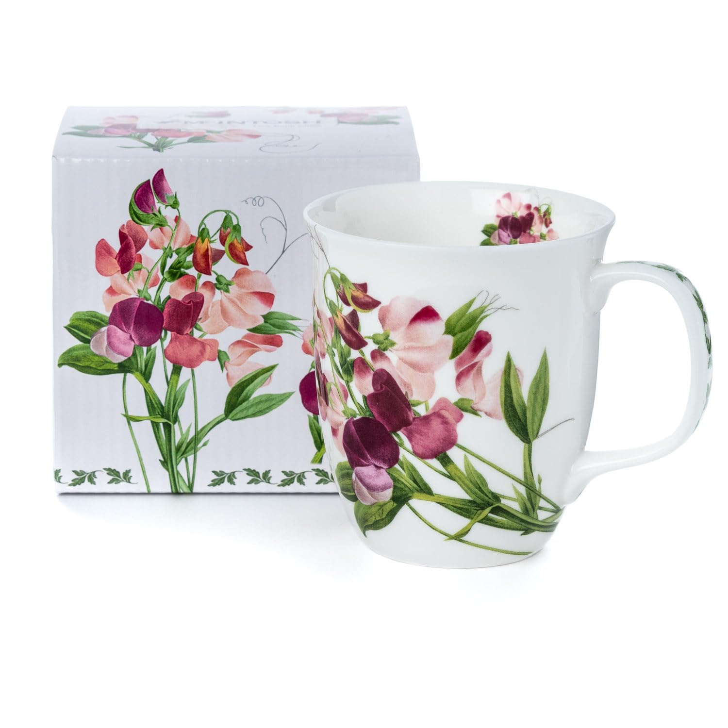 Amazon.com | McIntosh Botanical Flowers Pink Sweet Pea Fine Bone China ...