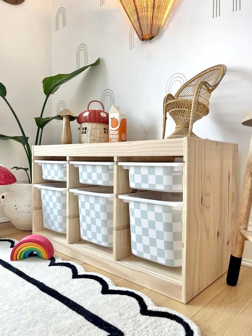 Amazon.com: Ollie Checkerboard Storage Bin Sticker for IKEA Trofast ...