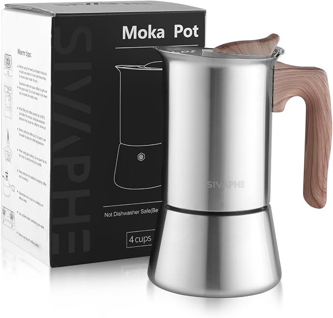 Sivaphe Stovetop Espresso Maker 200ml, Induction Hob Italian Coffee ...