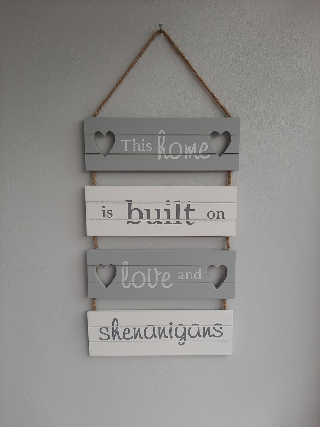 This Home is Built on Love and Shenanigans' Hanging Slatted Sign ...