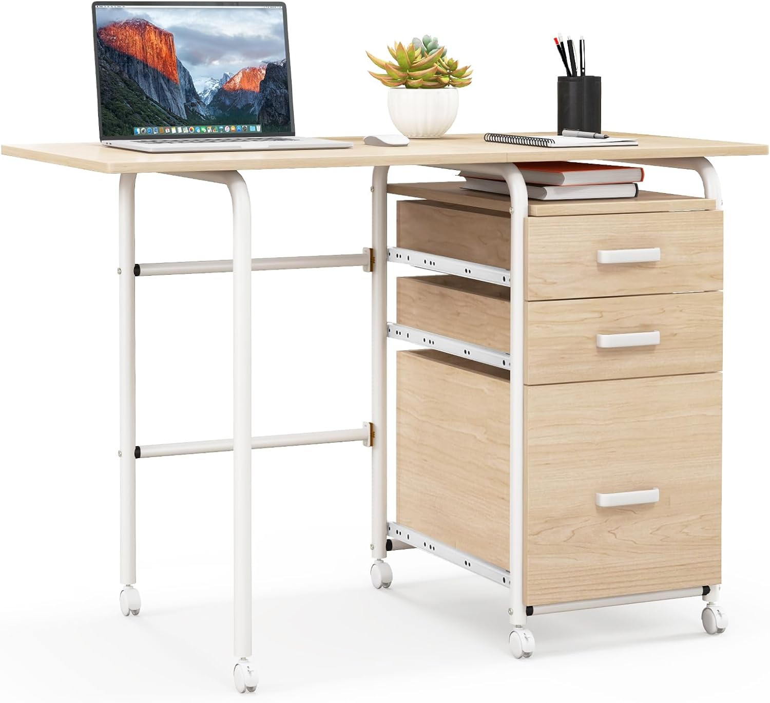 Amazon.com: Giantex Folding Desk for Small Space, Rolling Home Office ...