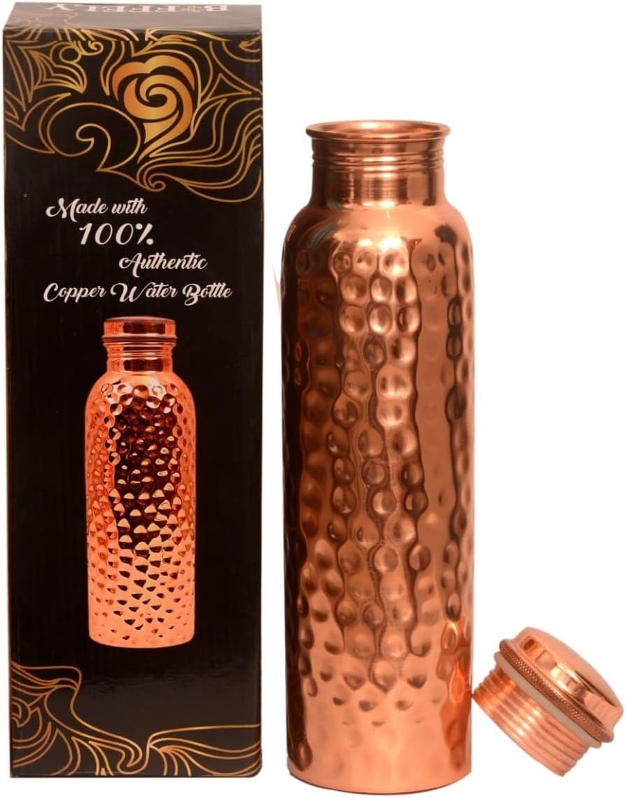 Amazon.com: Kosdeg Copper Water Bottle - 34 Oz Extra Large - A Hammered ...
