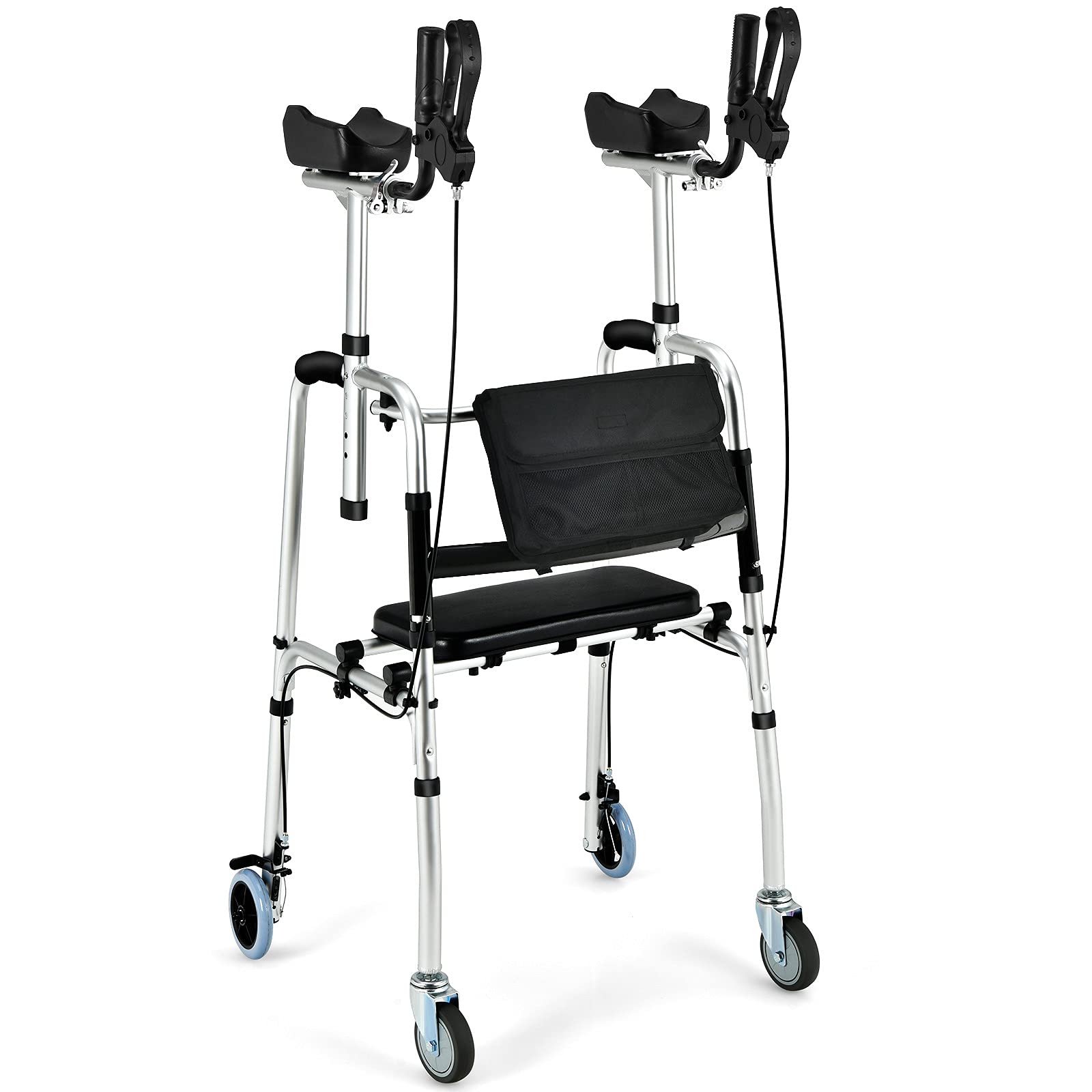 Buy COSTWAY Wheeled Walking Frame, Height Adjustable Rollator Walker ...