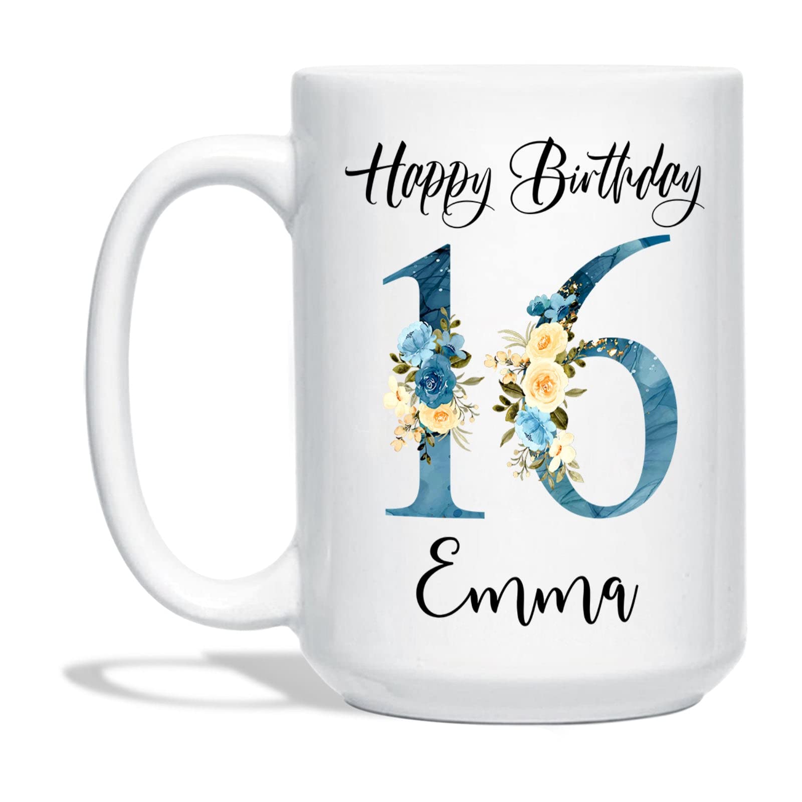 Amazon.com: Pissro Personalized Happy Birthday Cup with Age - Floral ...