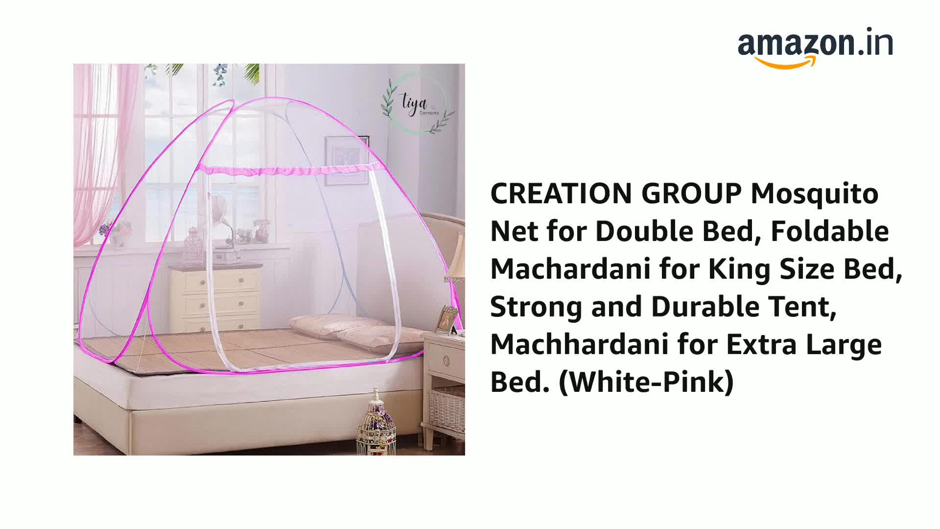 Watch CREATION GROUP Mosquito Net for Double Bed, Foldable Machardani ...