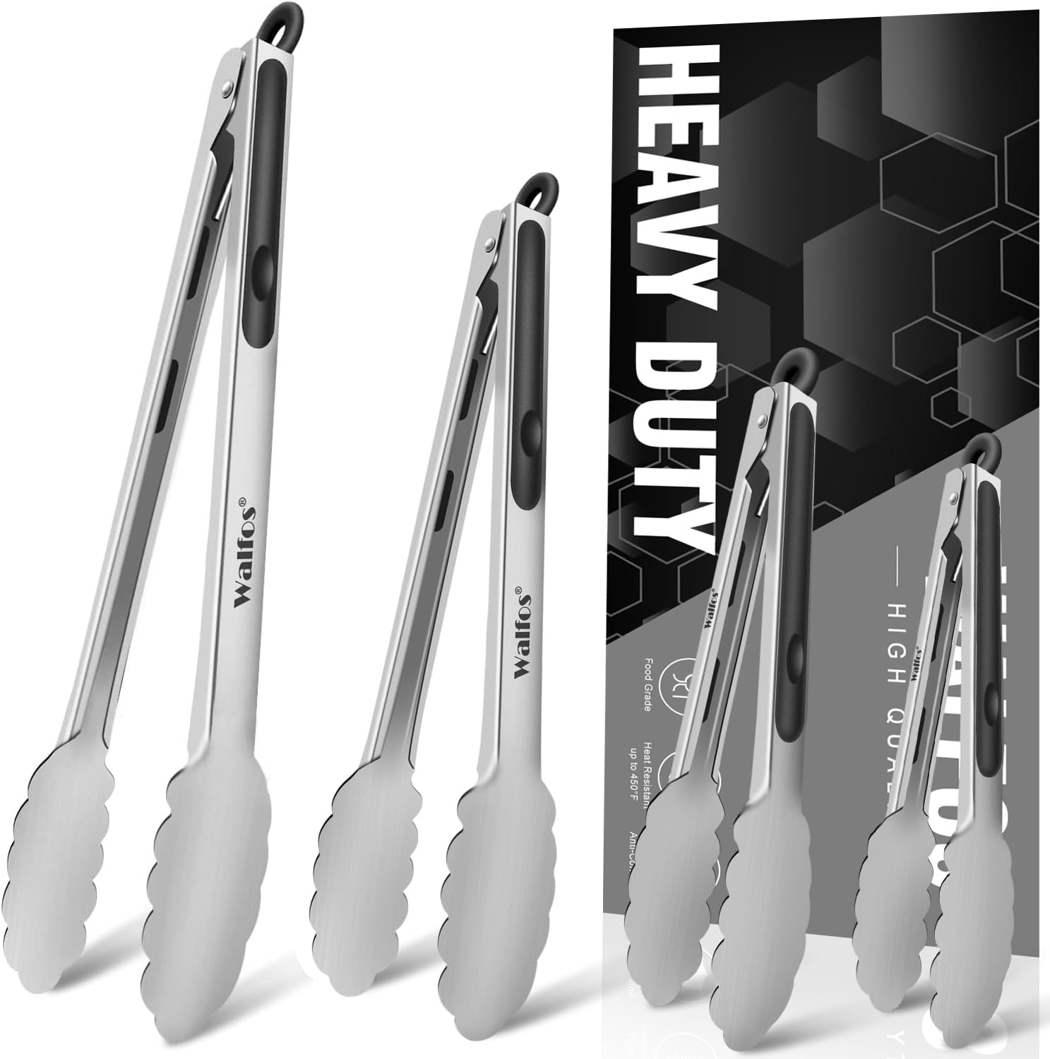 Amazon.com: 304 Stainless Steel Kitchen Cooking Tongs, 9" and 12" Set ...