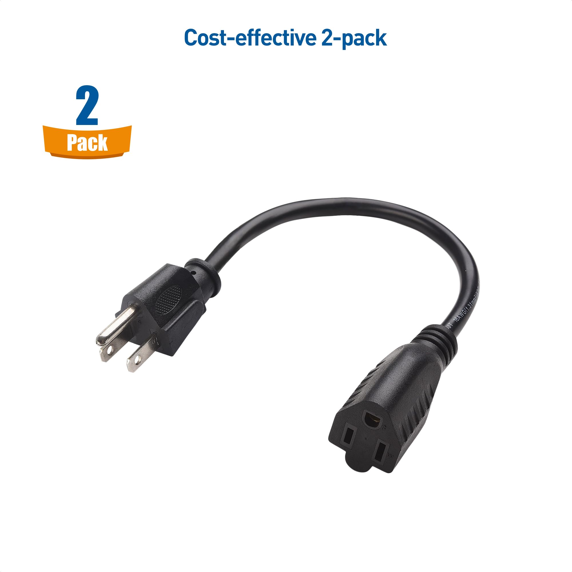 Snapklik.com : UL Listed Cable Matters 2-Pack 16 AWG Heavy Duty 13A ...